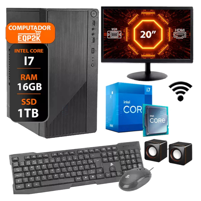 Computador Completo Intel Core I7 16gb Ssd 480gb Monitor 20 + DVD | Shopee Brasil