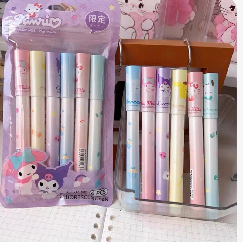 Kit de marca-texto Hello Kitty edição limitada com 6 cores vibrantes ...