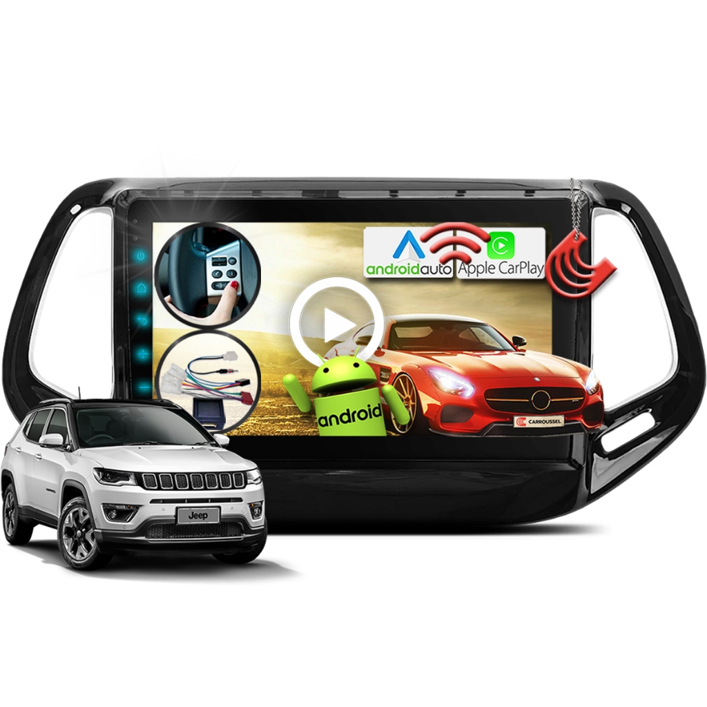 Kit Multimidia 9 polegadas Android Compass 2016 a 2021 - Tela Som Central Redecan Canbus CarPlay ...