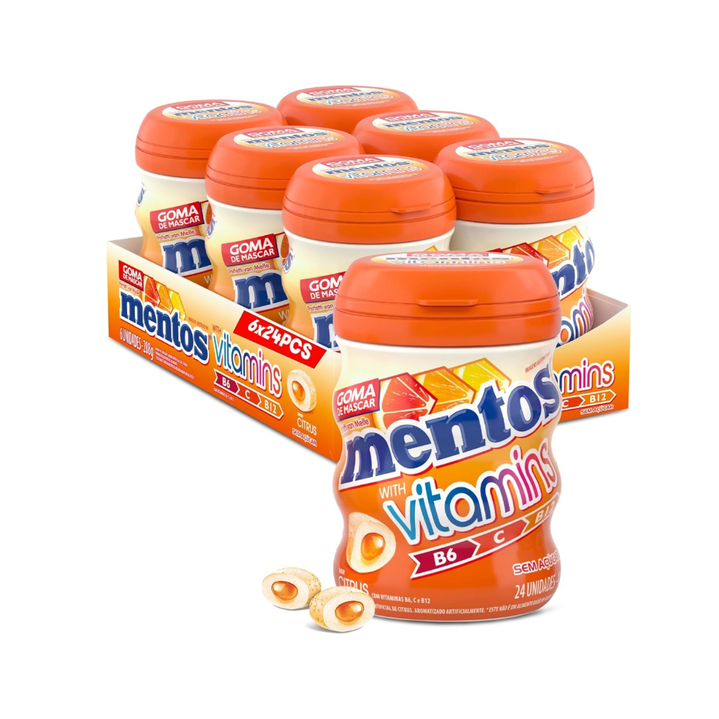 Chicle Mentos Vitamins Sem Acucar Pote 6x48g | Shopee Brasil