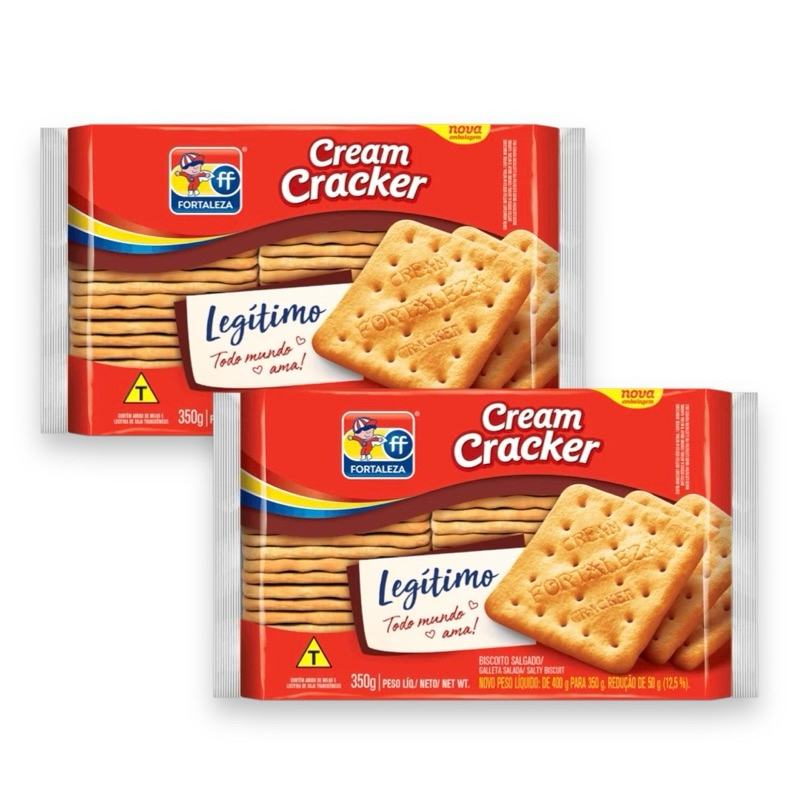 Biscoito Salgado Cream Cracker Fortaleza Legítimo 350g (12 Pacotes ...