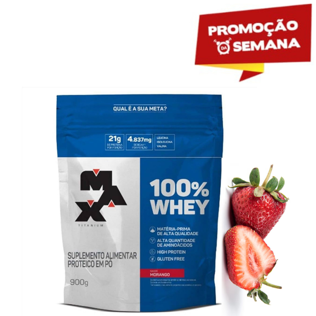whey Protein 100% Max Titanium Refil 900g MORANGO | Shopee Brasil