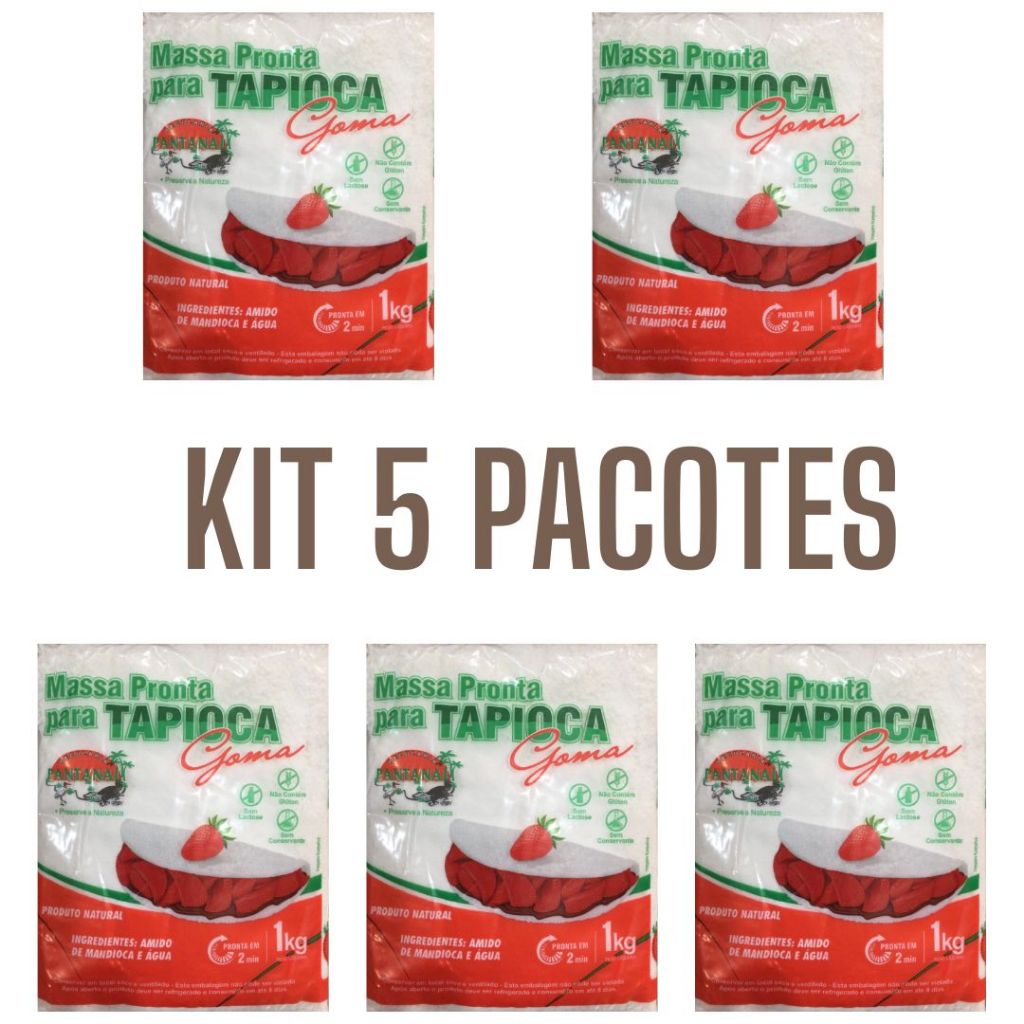 Tapioca Massa Pronta Pantanal 1 kg - kit 5un | Shopee Brasil