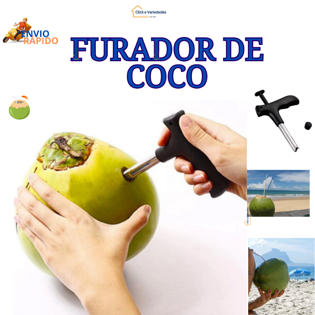 ABRIDOR DE COCO - FURADOR DE COCO VERDE | Shopee Brasil