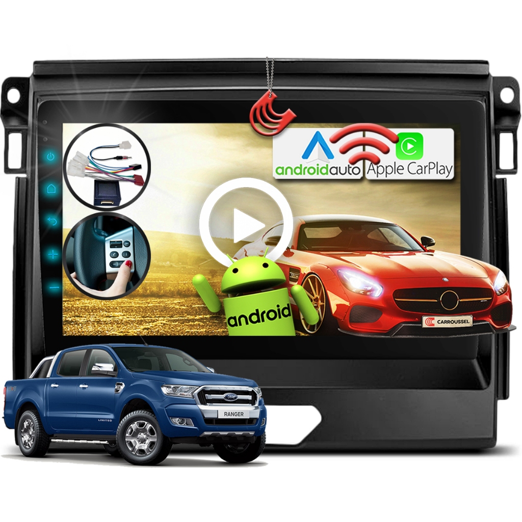 Kit Multimidia 9 polegadas Android Ranger 2017 a 2023 - Tela Som Central Redecan Canbus CarPlay ...