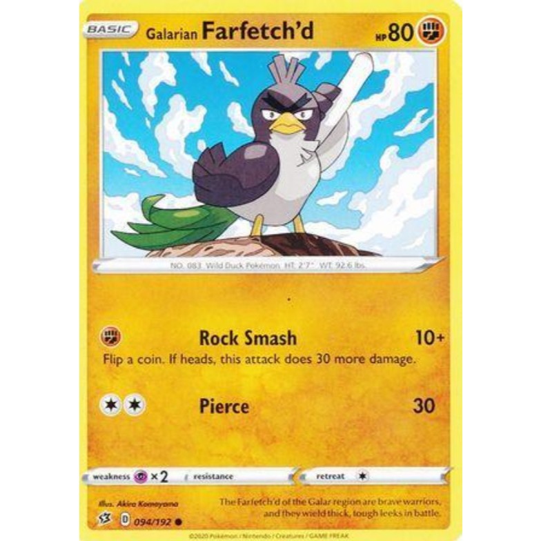 Card Pokemon Farfetch'd de Galar (94/192) Edição Espada e Escudo Rixa ...