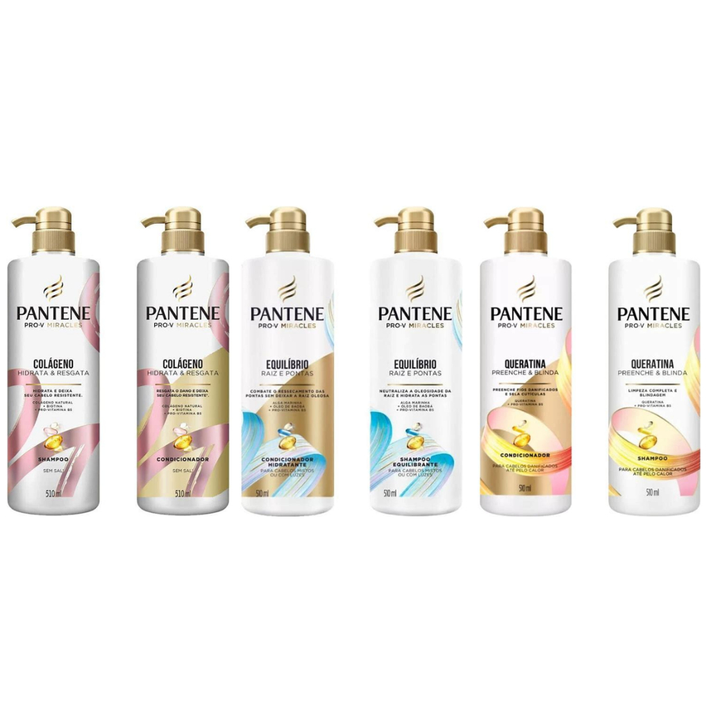 KIT PANTENE SHAMPOO + CONDICIONADOR 510ML COLÁGENO EQUILIBRIO E QUERATINA | Shopee Brasil