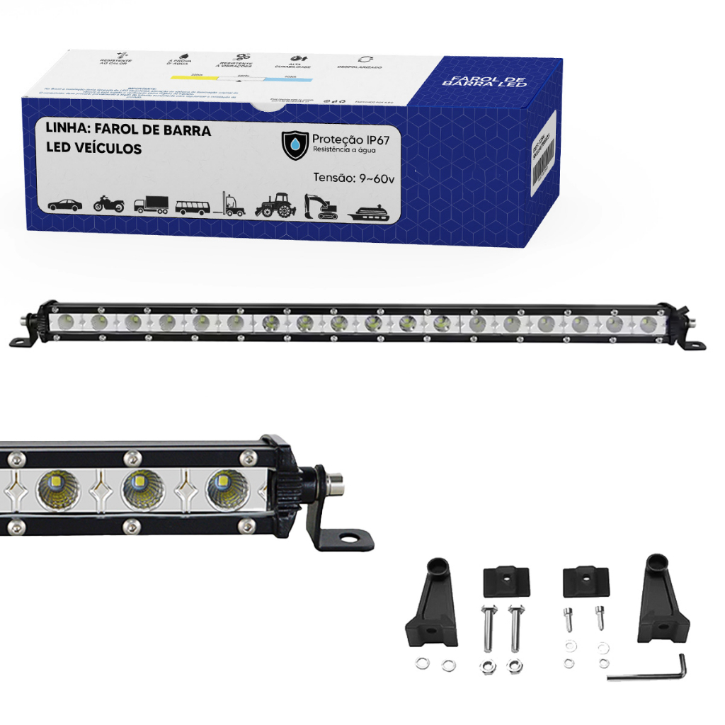 Farol De Barra Linear Super Led 72w 12v-60v Auxilar Off-road | Shopee Brasil