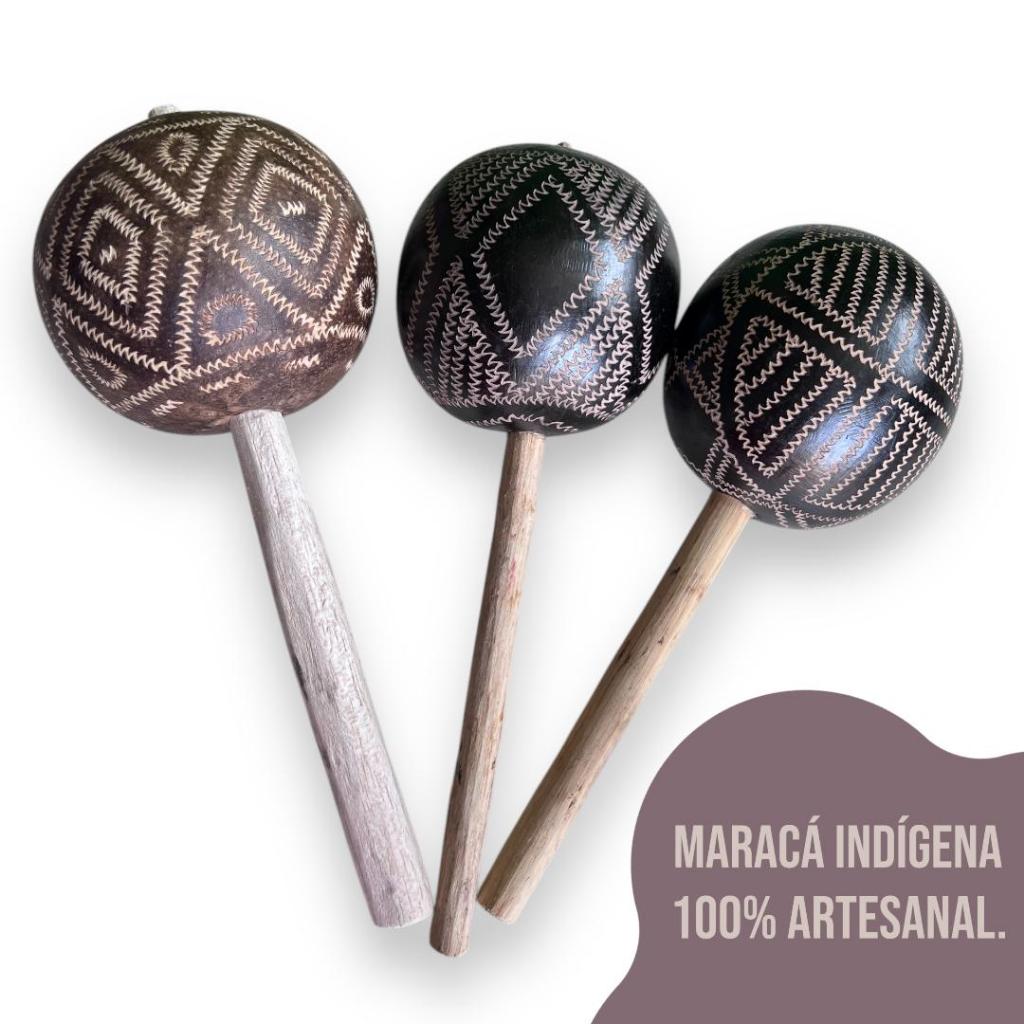 Maraca Chocalho Indio Cabaça 100% Artesanal Indígena | Shopee Brasil