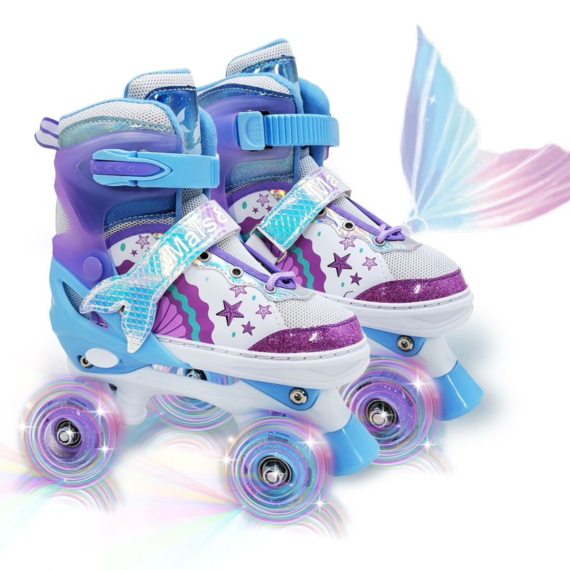 Patins Infantil 4 Rodas Menina Arco ÍRIS Freio Luz LED Varia Modelos ...