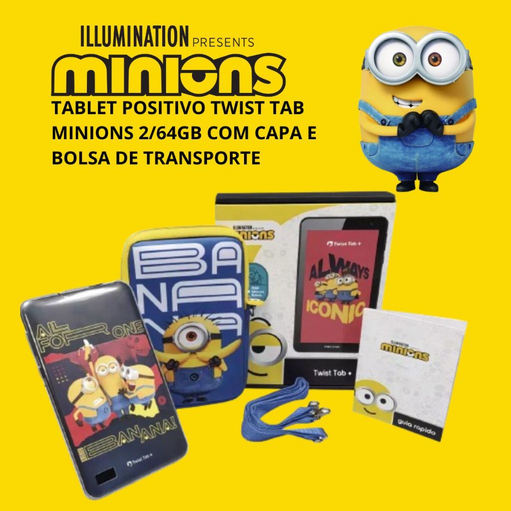 Tablet Infantil Positivo Twist Tab Minions 64GB Com Capa e Bolsa de ...