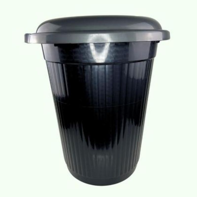CESTO COM TAMPA 60 LITROS - LIXEIRA PRETA | Shopee Brasil