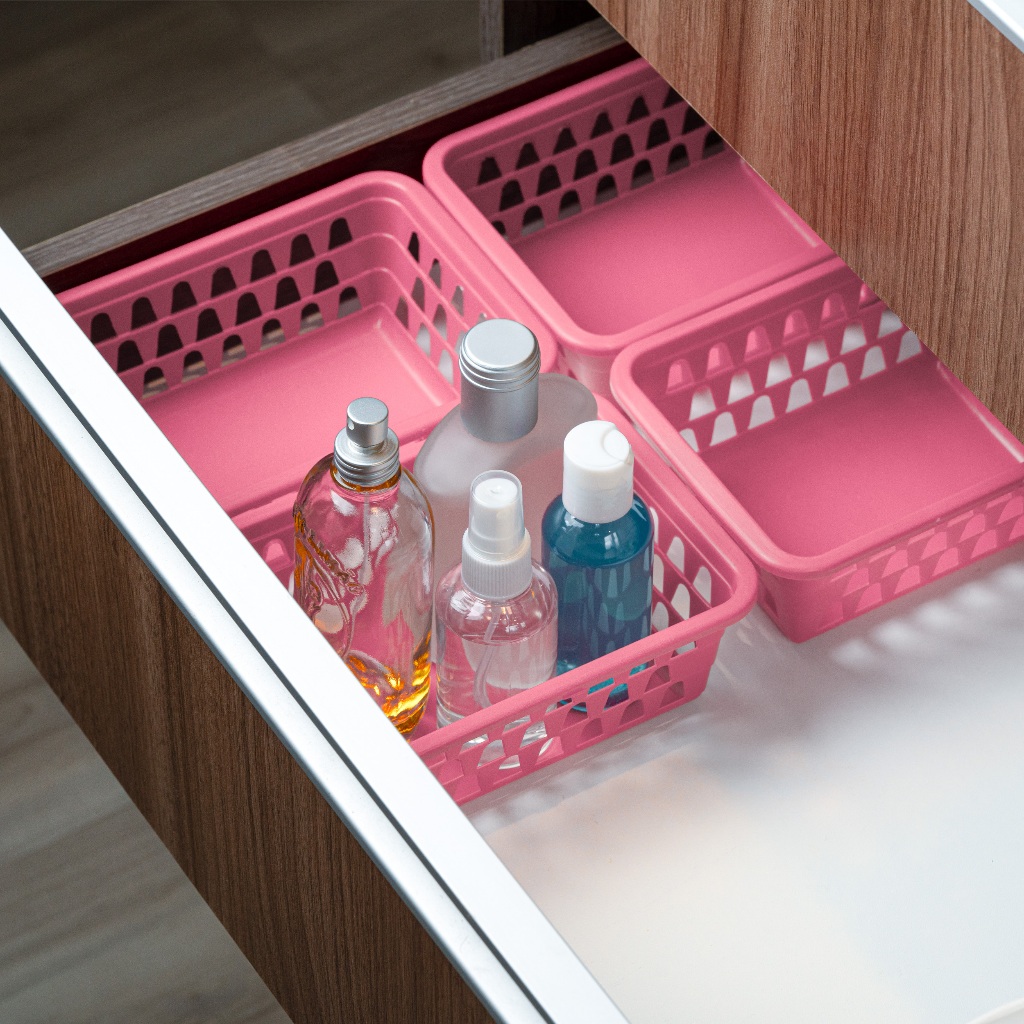 Cesto Organizador Multiuso 10 Peças 16x12x6cm Pequeno Rosa Para Armario ...