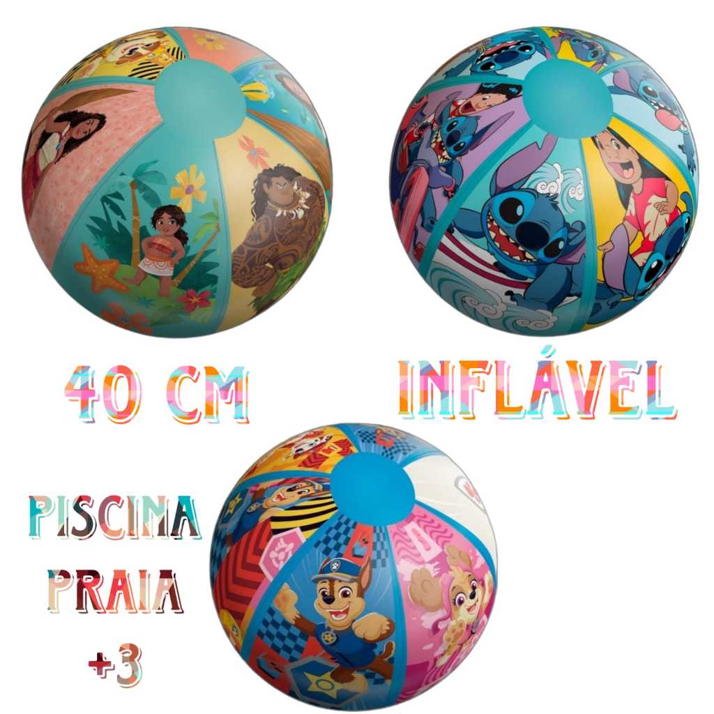 Bola Praia Inflavel Infantil Stitch Patrulha Canina Moana2 Bola Piscina ...