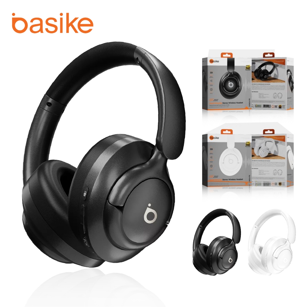 Basike Headphone Bluetooth com Microfone, Redução de Ruído ANC ENC ...