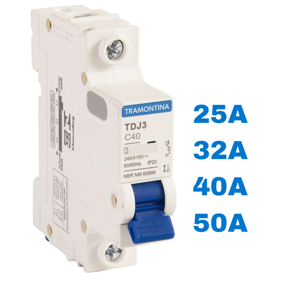 Disjuntor Monopolar Tramontina TDJ3 Curva C 3kA – 25A / 32A / 40A / 50A | Shopee Brasil