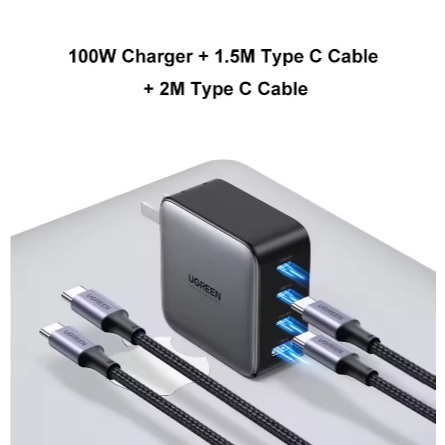 Ugreen gan carregador 100w usb c pd carregador rápido qc4.0 3.0 carga rápida carregador de ...