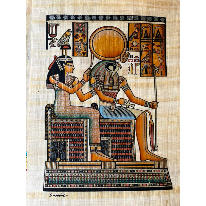 Papiro Cleópatra e Hórus (dourado) 20x30 - Importado do Egito | Shopee ...