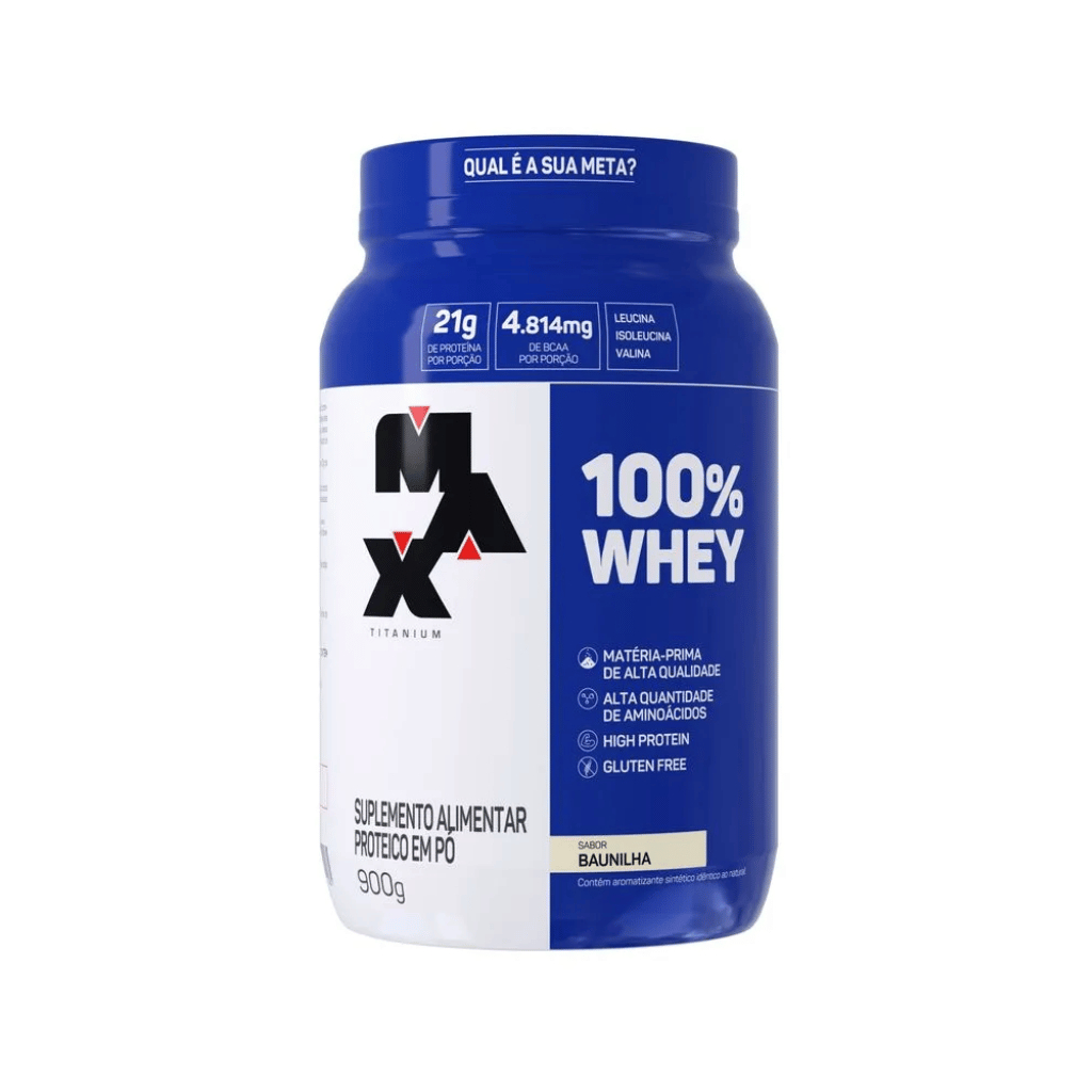 100% Whey Protein Concentrado 900g Max Titanium – 21g de Proteína por Dose | Ganho de Massa ...