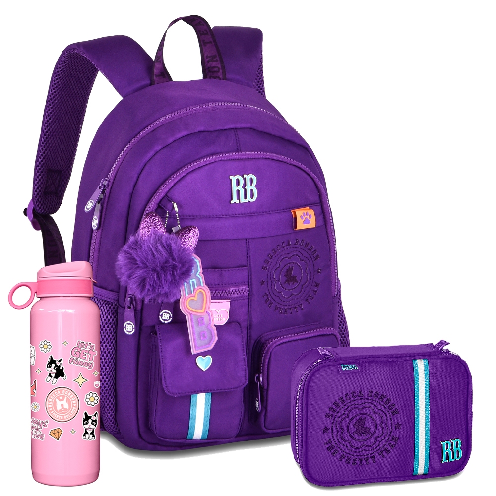 Kit Mochila Estojo RB Rebecca Bonbon Feminina Juvenil Teen Garrafa ...