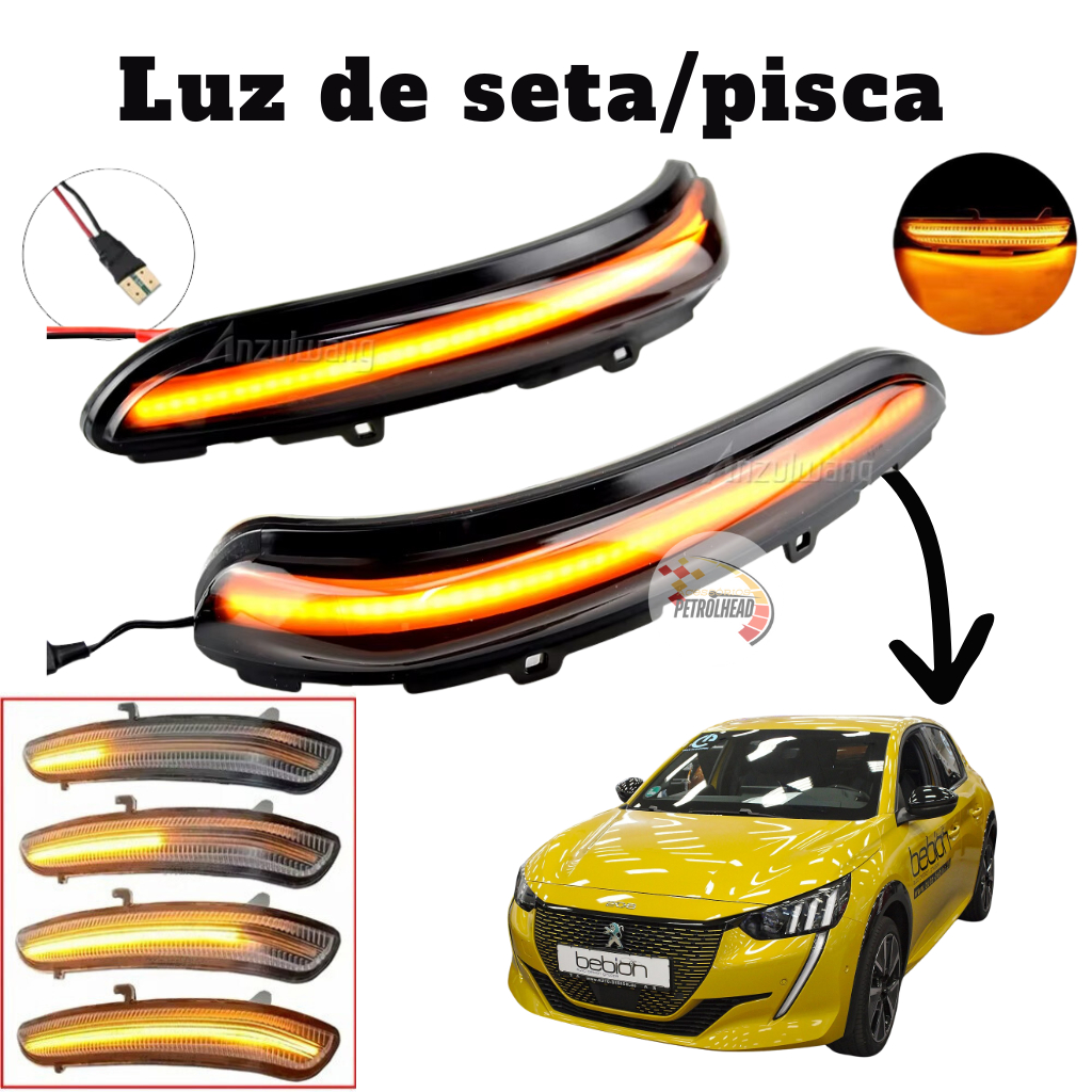 Pisca Dinâmico Sequencial LED Peugeot 208 Citroen C3 | Durável e Alta ...