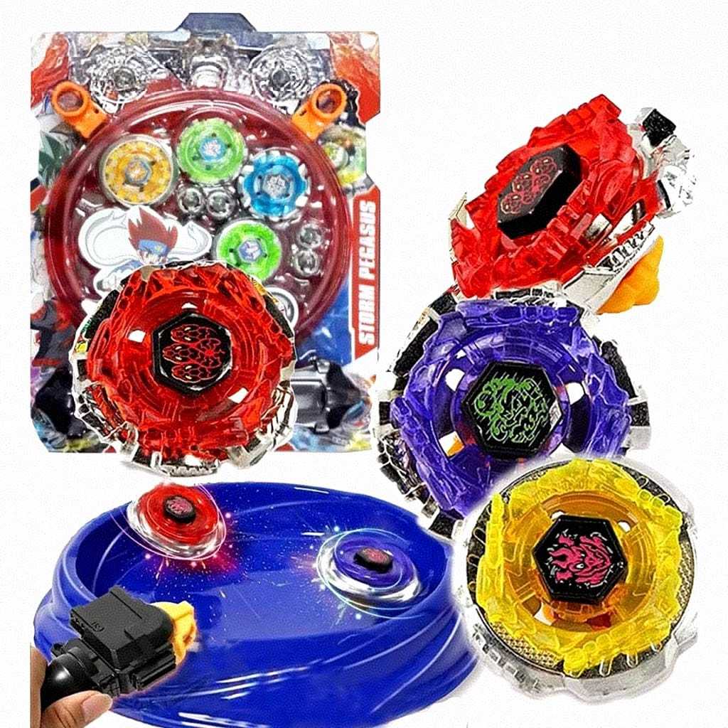 4 Kit Beyblade Metal Com Led Luz + Lançadores + Ponteiras + Arena ...