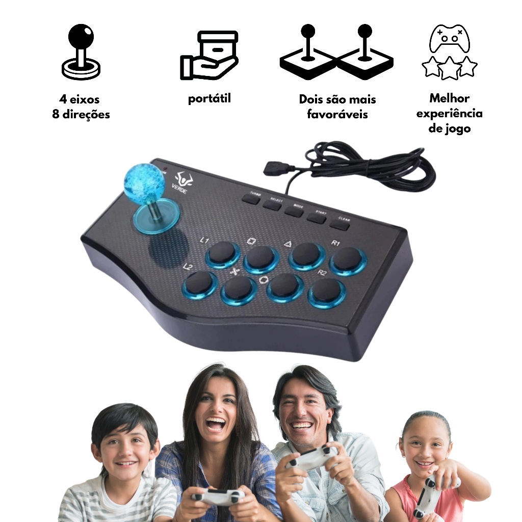 Retro Arcade Game Rocker Controller, joystick USB para PS2, PS3, PC ...
