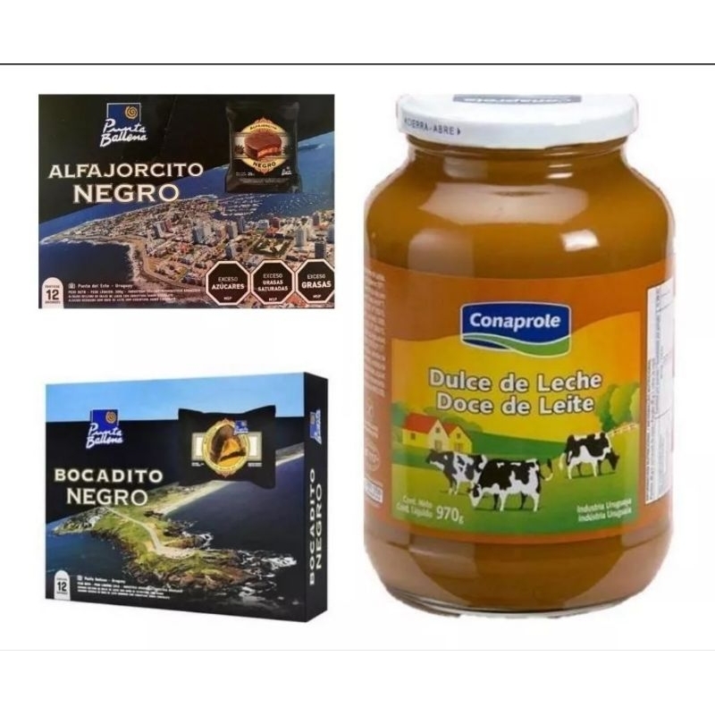 Kit Uruguaio 1 Doce de Leite Conaprole 970g + Bocadito Negro 12un ...