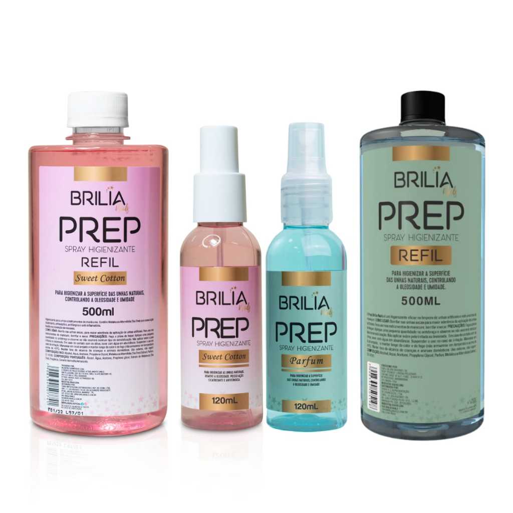 Brilia Nails Prep Higienizante Parfum 500ml ou 120ml - Escolha o Seu ...