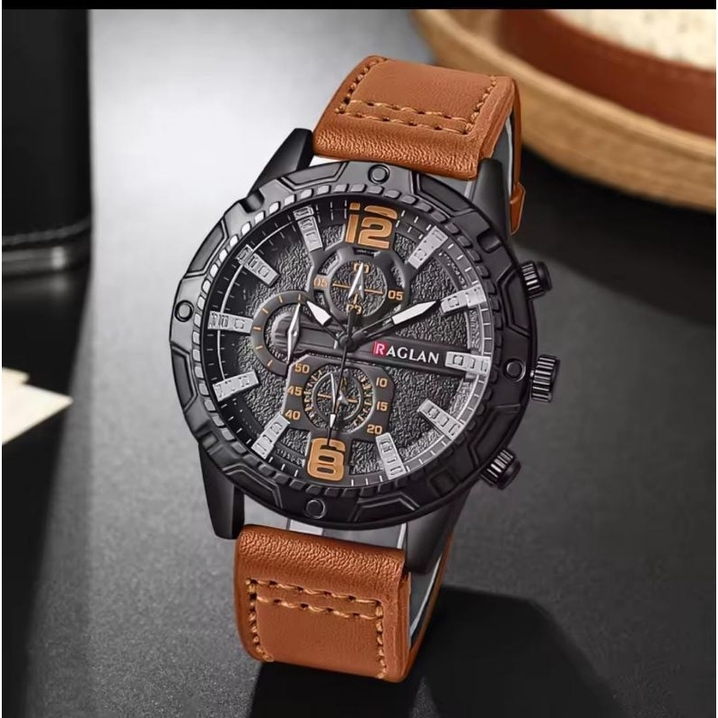 Relógio Masculino mostrador redondo pulseira em couro | Shopee Brasil