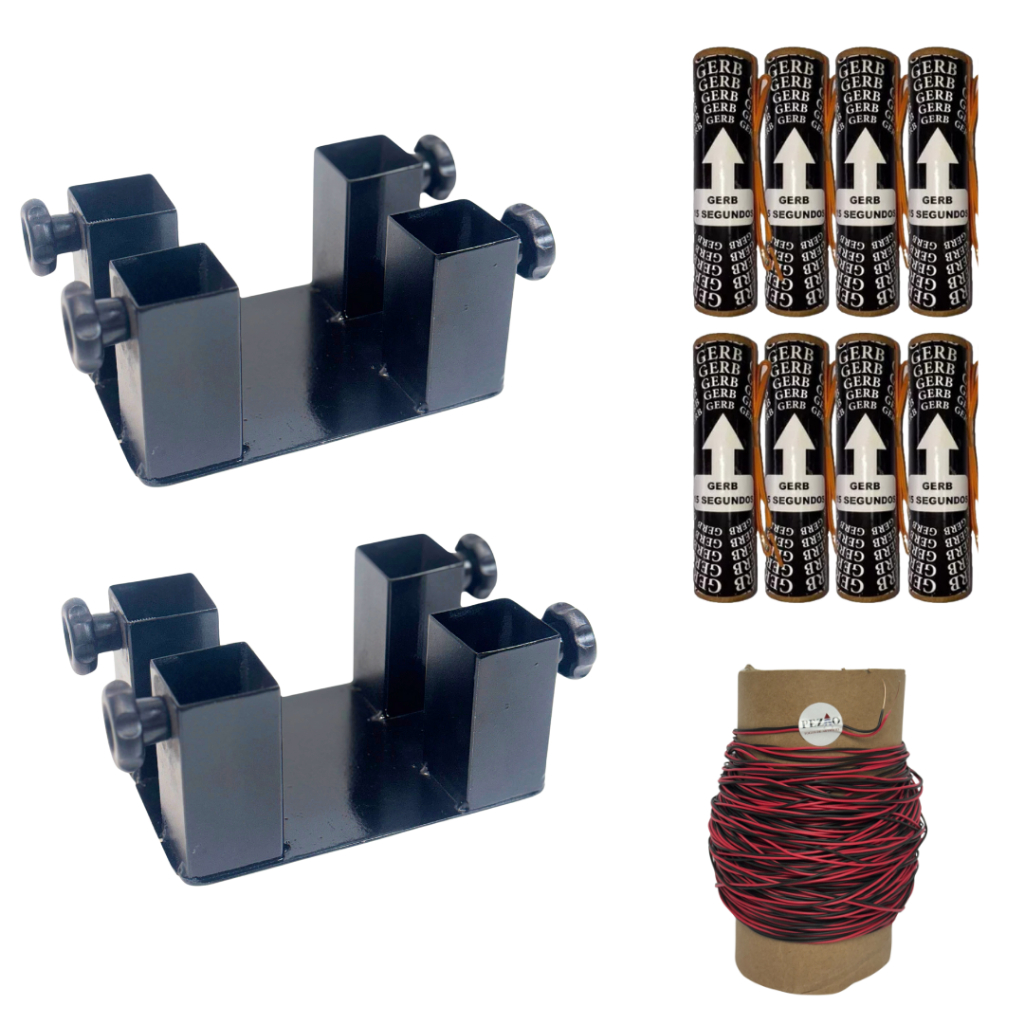 Kit Efeito de Palco 8x Gerb 15 Segundos + 2 Suporte 4 Gerb + 15m Fio ...