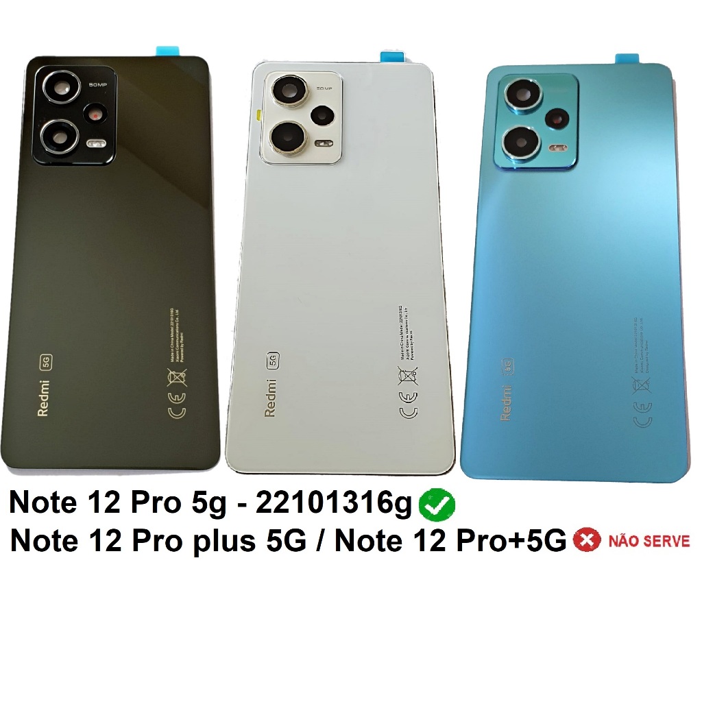 Tampa traseira para Redmi NOTE 12 PRO 5G - 22101316G, 22101316I ...