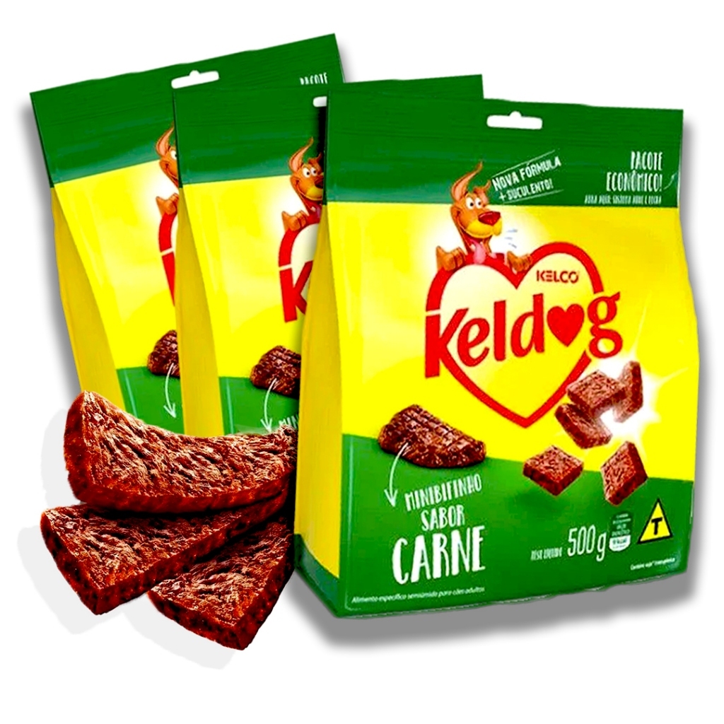 Bifinho Keldog Sabor Carne Kit Com 3 unidades | Shopee Brasil