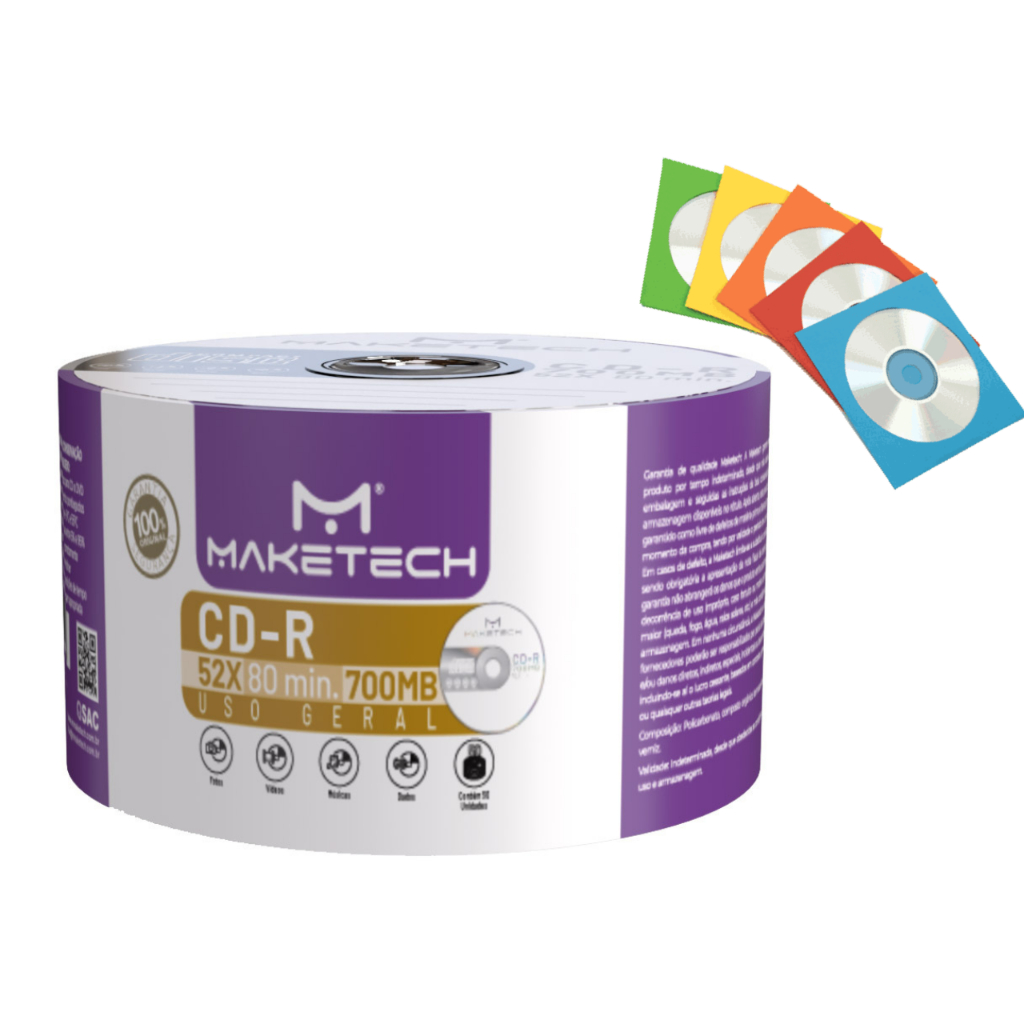 10 Unidades Cd-r Logo 700mb 80 Minutos 52x Original Com Envelopes ...