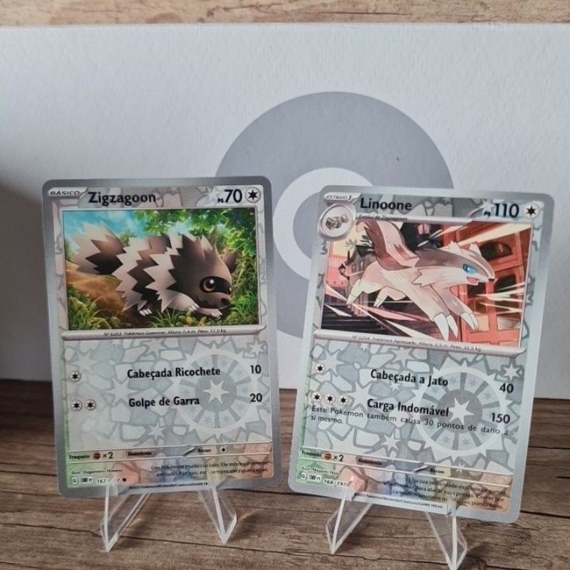 Carta Pokemon Zigzagoon holo reverso e Linoone holo reverso. Original ...