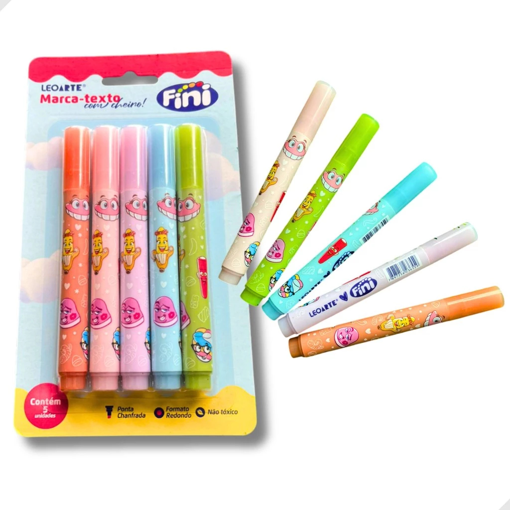 Kit Caneta Marca Texto Com Aroma Fini com 5 unidades. | Shopee Brasil