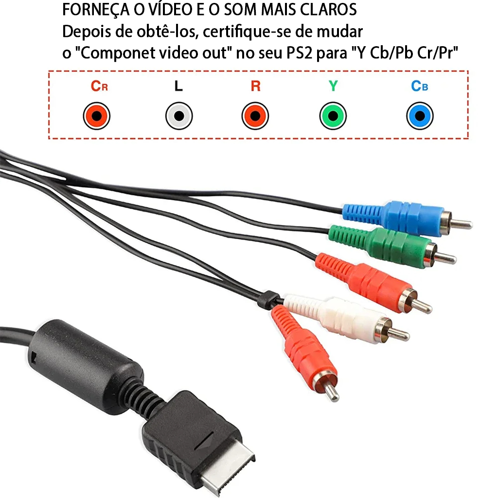 Cabo Vídeo Áudio Componente Ps2 Ps3 Ponta Prata Alta Definição | Shopee ...
