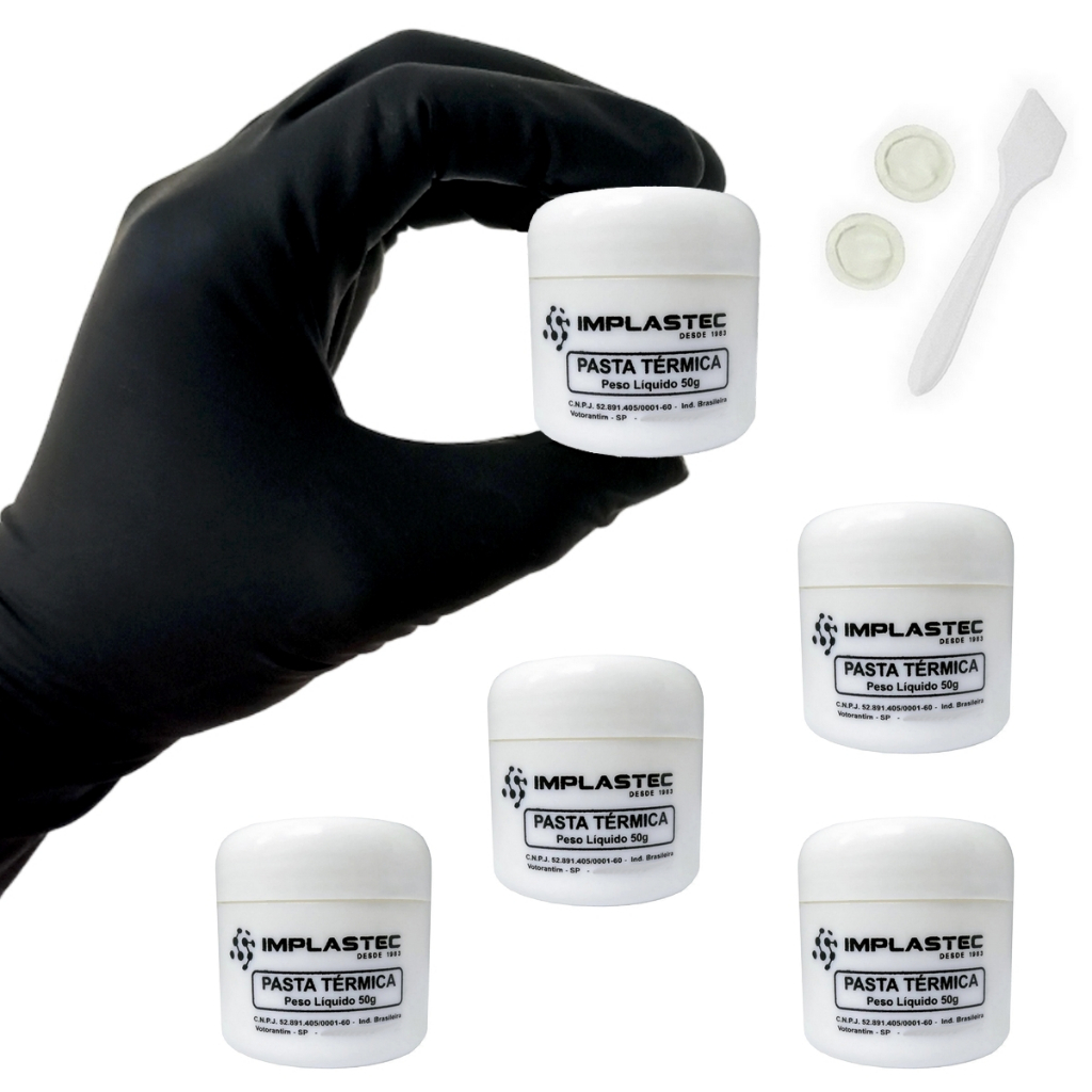 Kit 5 Pasta Térmica Implastec Pote 50g Processador Cpu Pc Dissipador ...