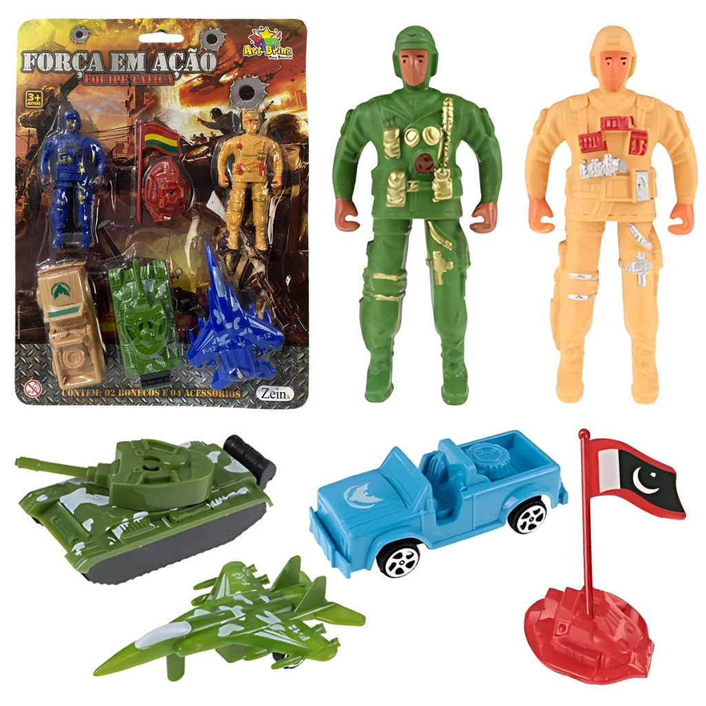 Brinquedo Infantil Bonecos Militares Força em Ação Equipe Tática 6 ...