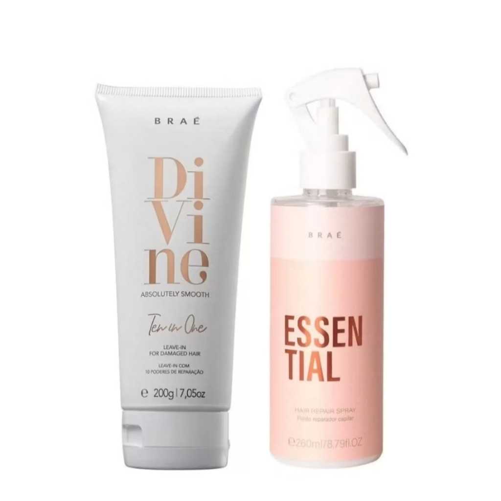 Braé Divine Leavein Ten In One 200ml + Essential Spray 260ml | Shopee Brasil