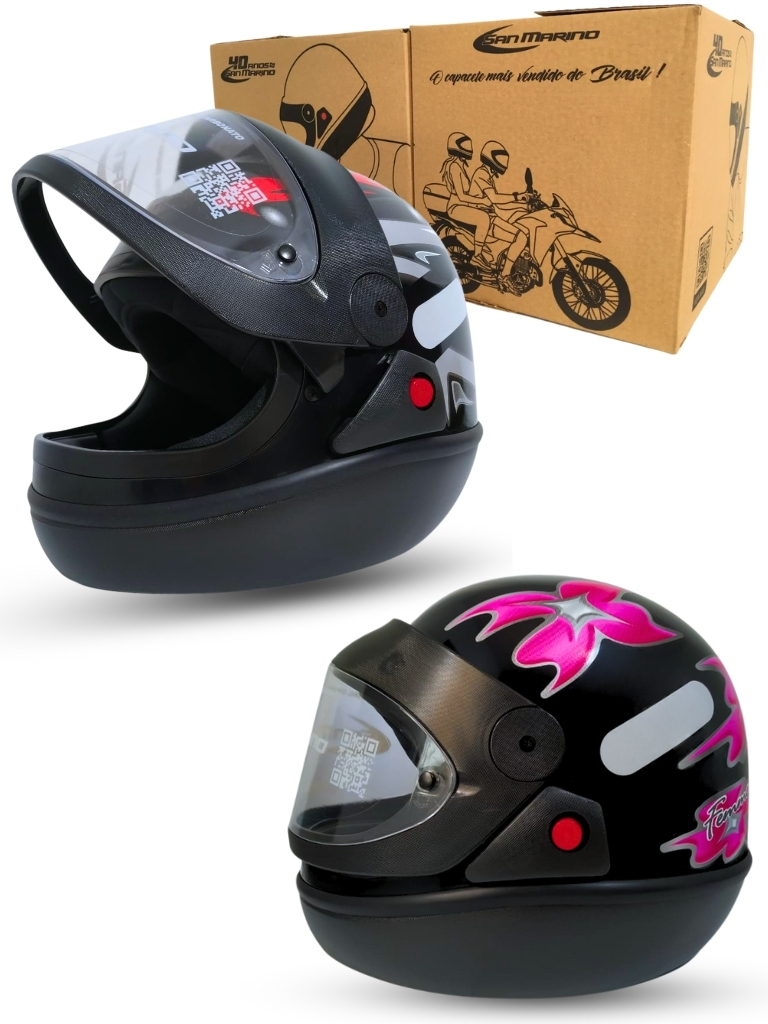 Kit Casal Capacete Moto San Marino Taurus Original Masculino e Feminino ...