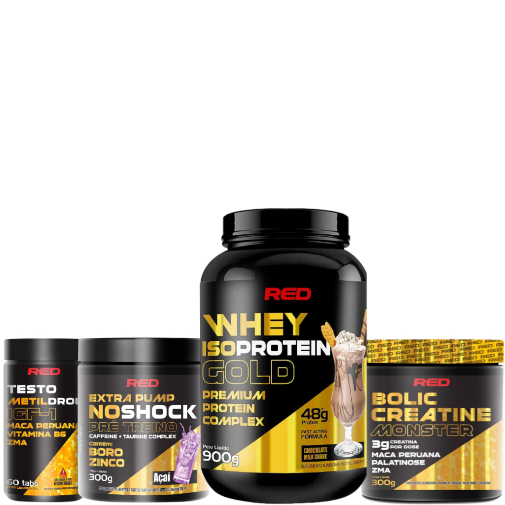 Kit Whey Isoprotein Gold, Creatina Bolic, Extra Pump | Shopee Brasil