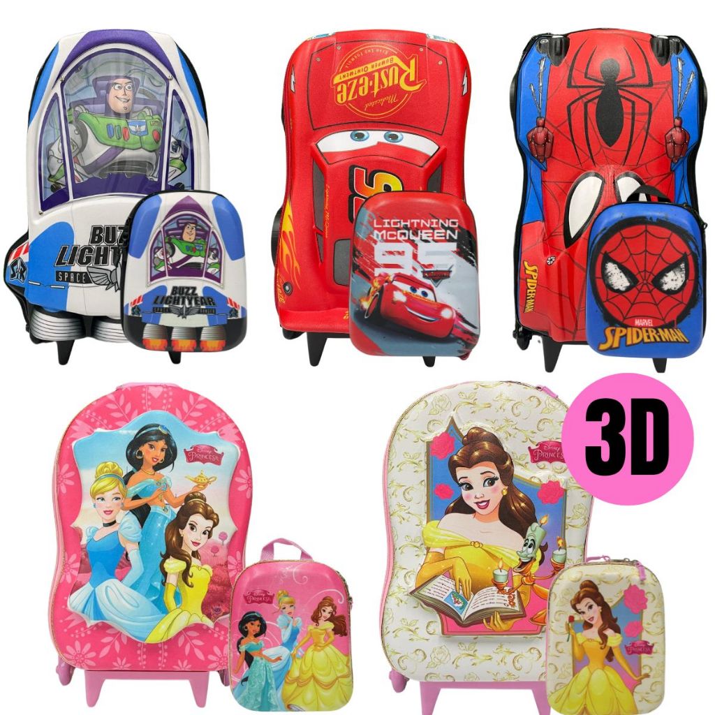 Kit Mochila Escolar 3D Infantil Reforçada com Rodinhas Lancheira Temas ...