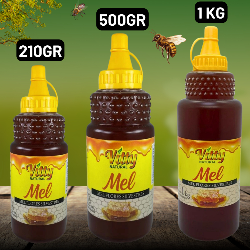Mel Puro Vitty 100% Orgânico Bisnaga 1KG - 500GR - 210GR | Shopee Brasil
