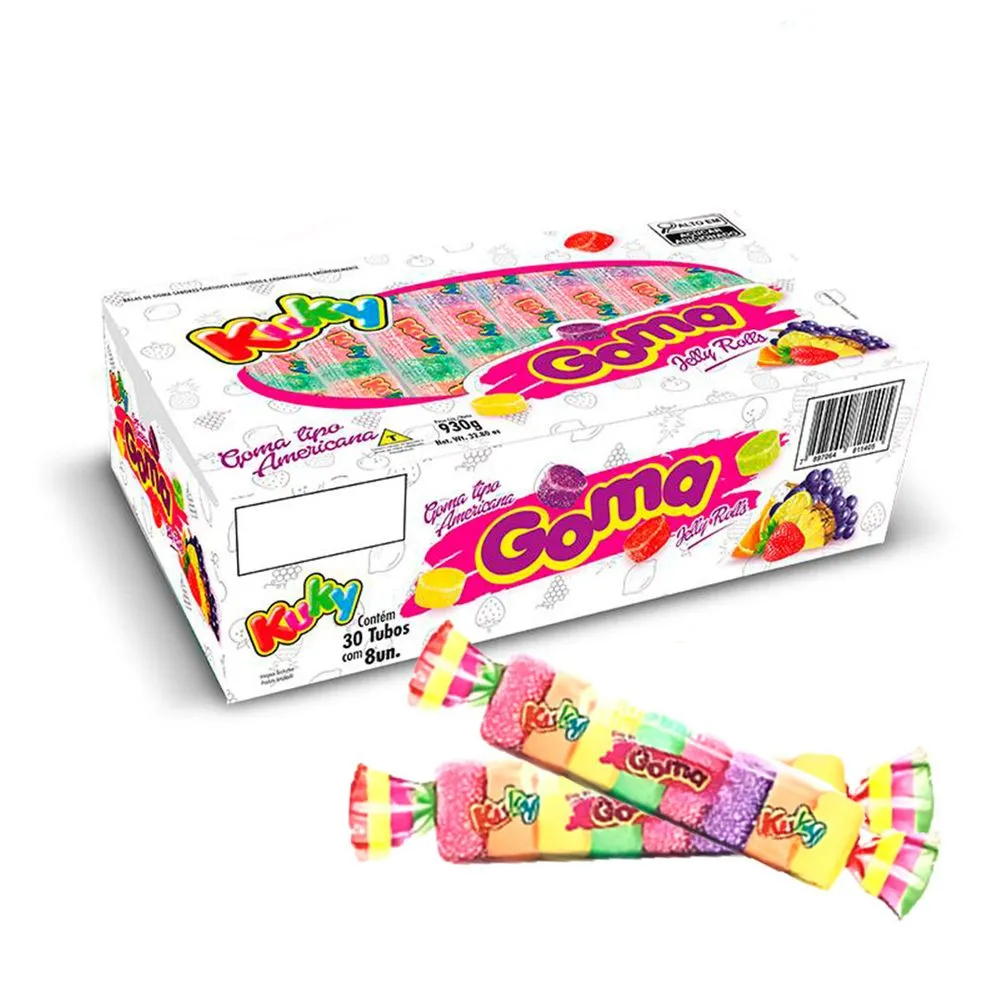 Bala De Goma Jujuba Tubo Kuky Frutas Sortidas 930g Com 30 Unidades ...
