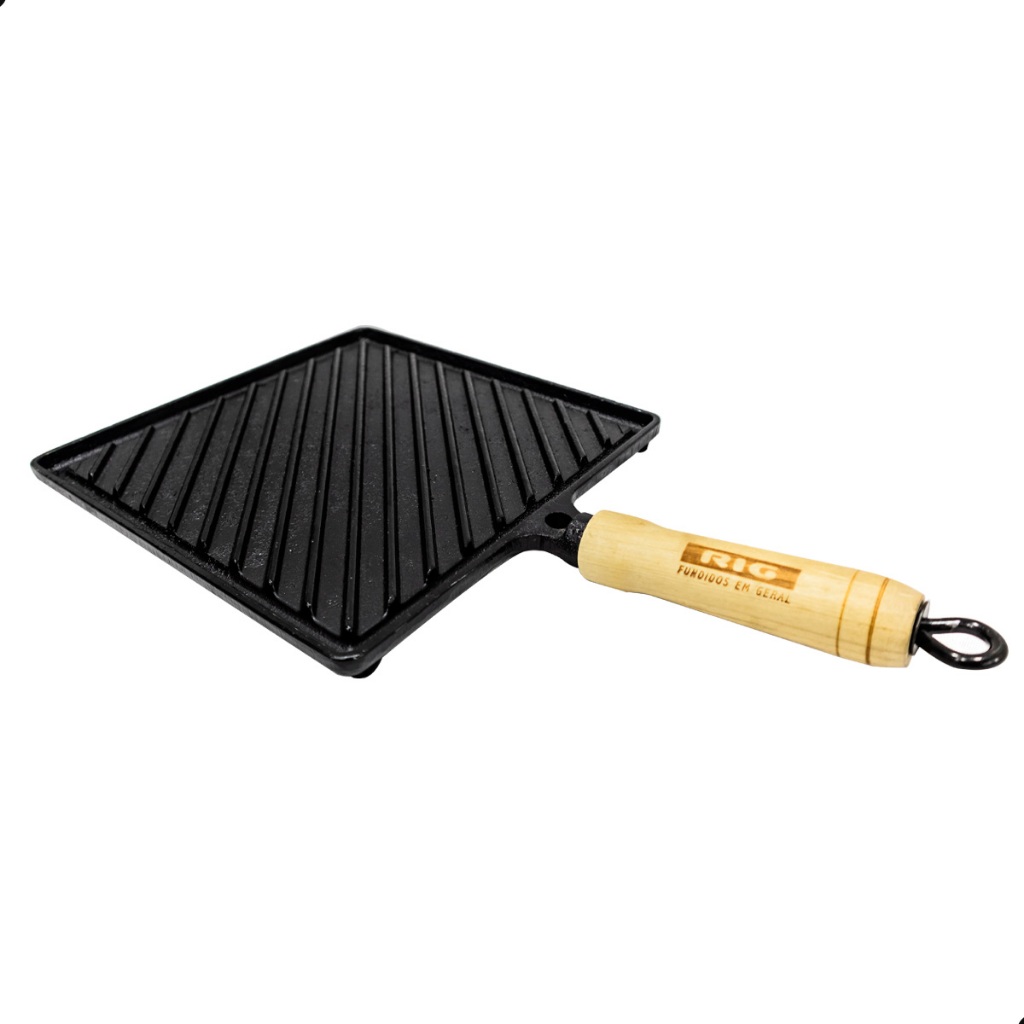 Chapa Frigideira De Ferro Estriada Quadrada Cook Grill 22x22 Cm ...