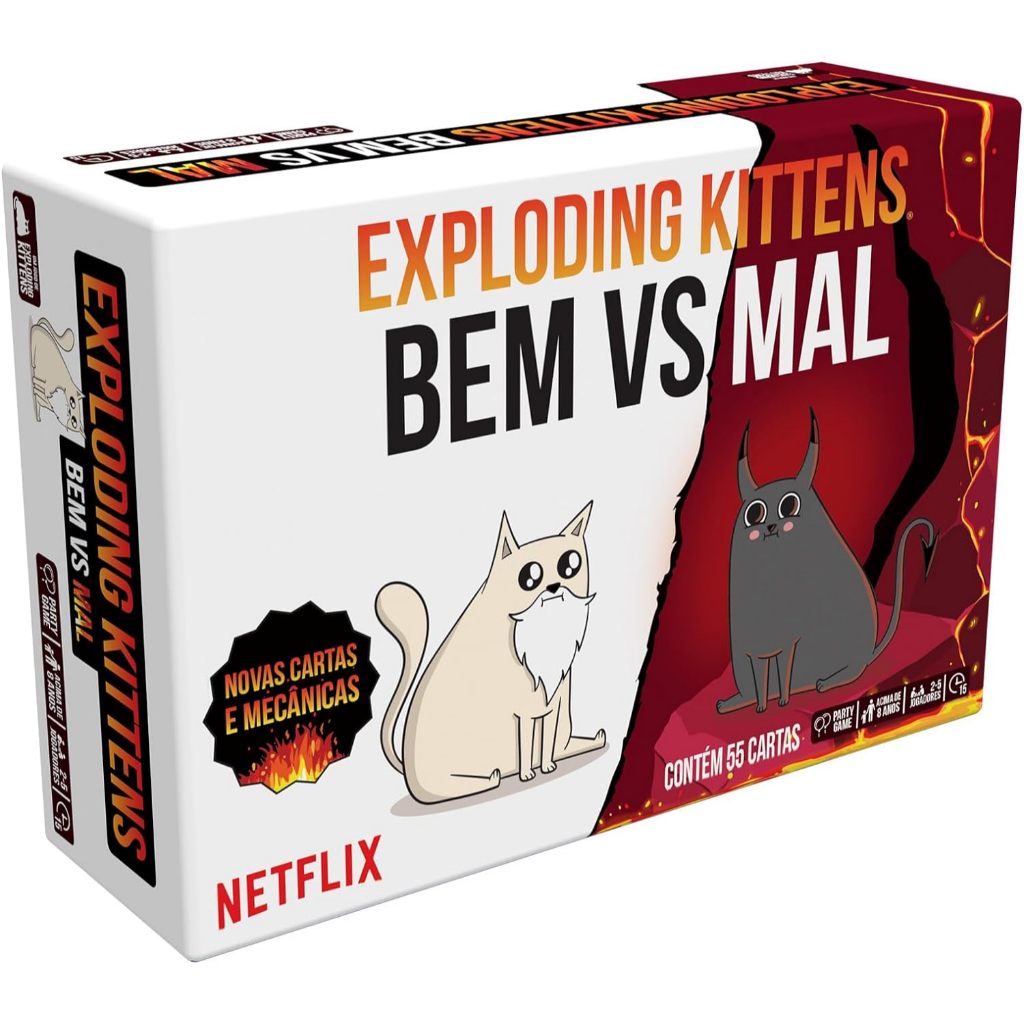 Jogo de Cartas Exploding Kittens Bem vs Mal - Galápagos | Shopee Brasil