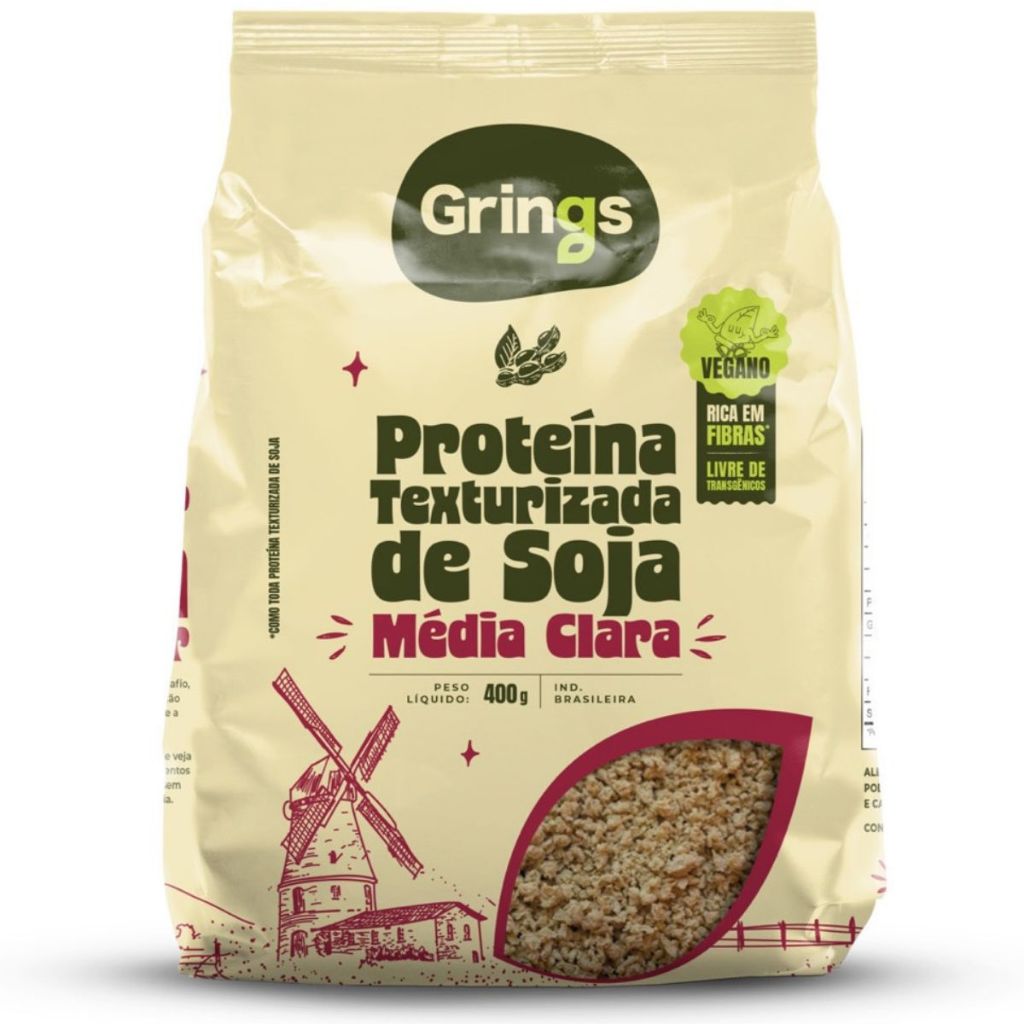 Proteína de Soja Média Clara Texturizada 400g Vegano - Grings | Shopee ...