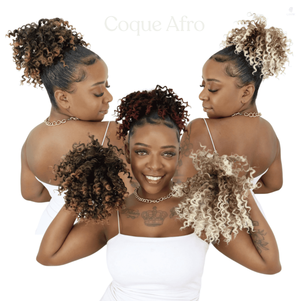 Extensão De Cabelo Estilo Coque Afro Cacheado Organico - Fácil de ...