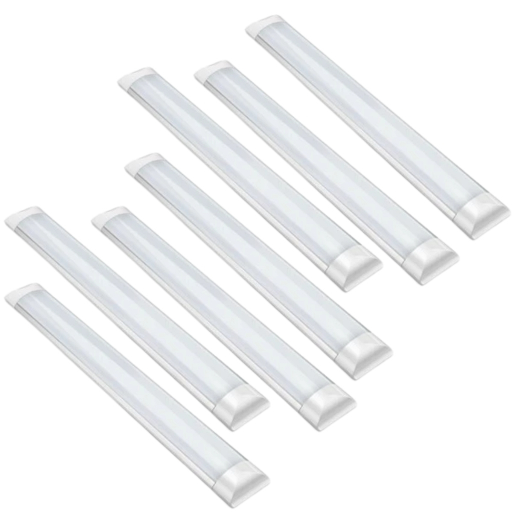 Kit 7 Luminária Tubular Led Slim 36w Sobrepor 100cm Bivolt Branco Frio ...